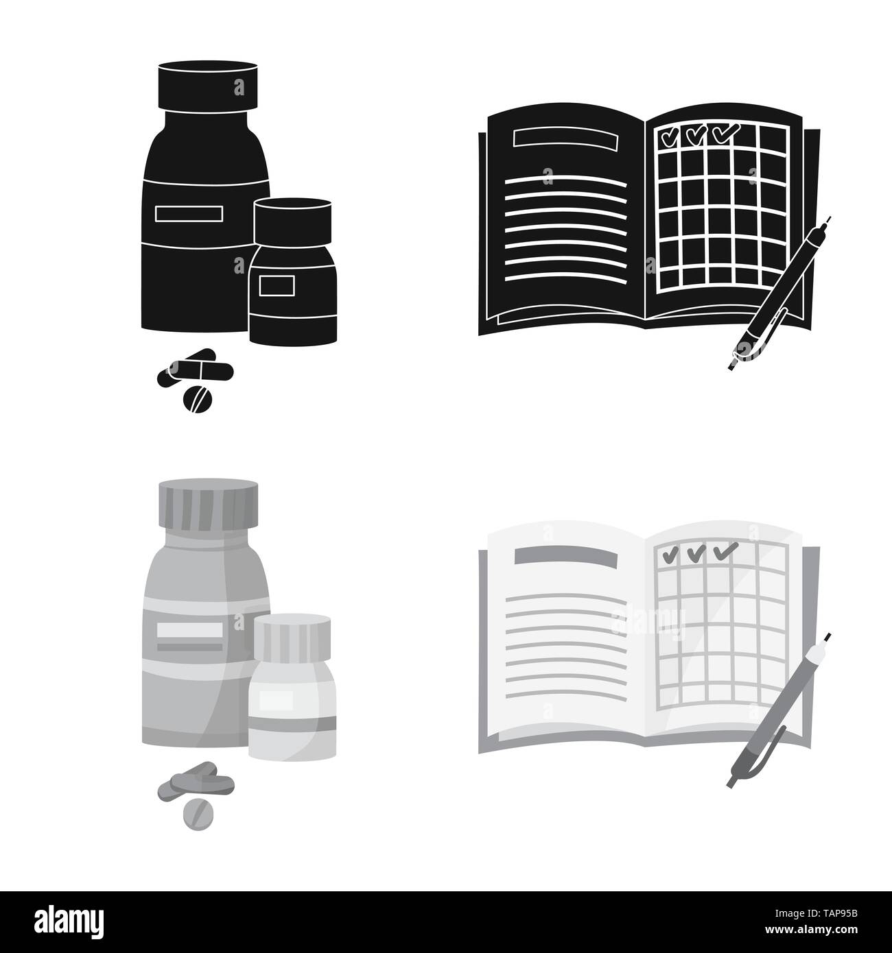 Vector illustration of diet and treatment icon. Collection of diet and ...