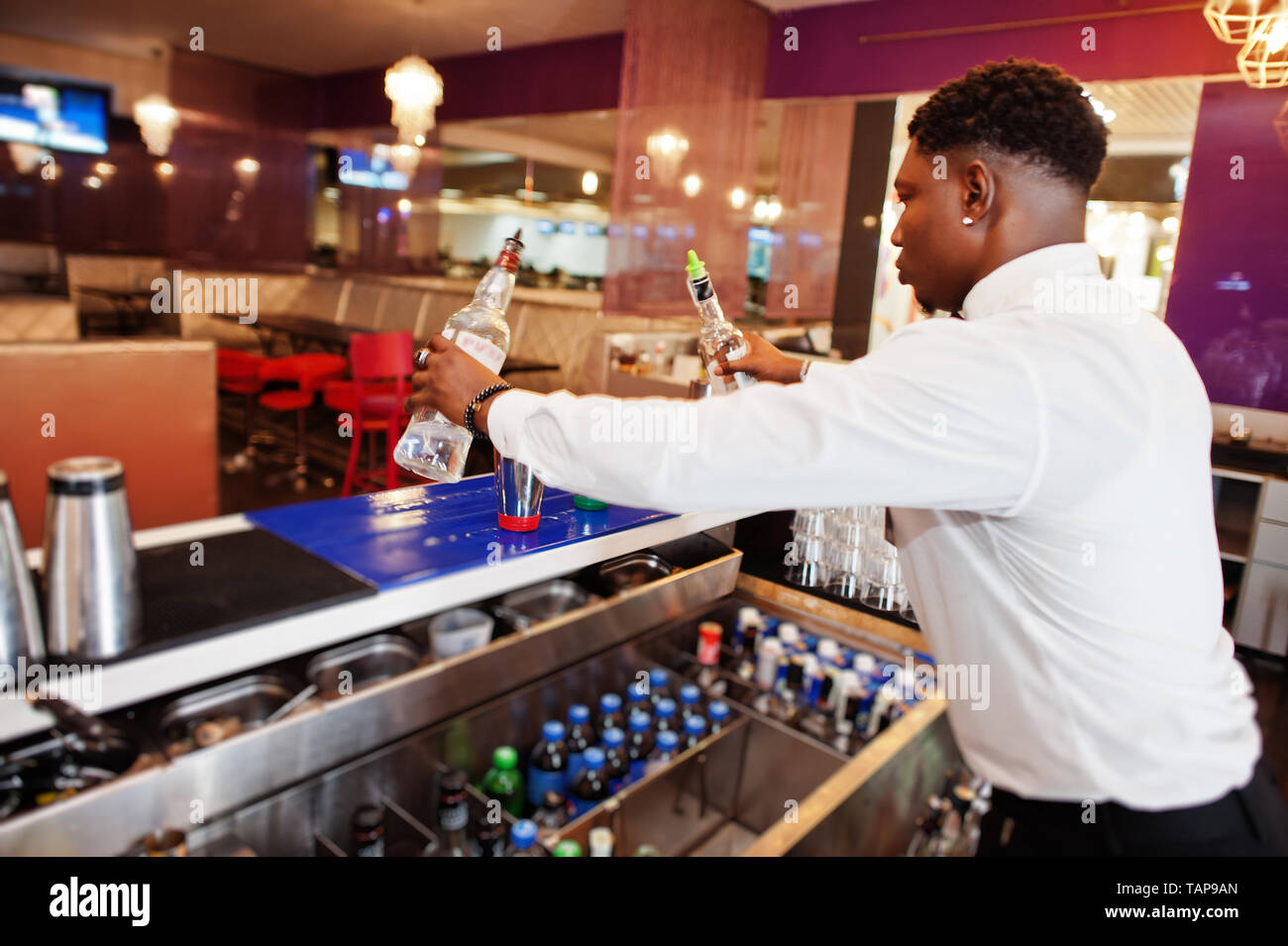 Barman Barista Working Bar Waiter Stock Photos & Barman Barista Working ...