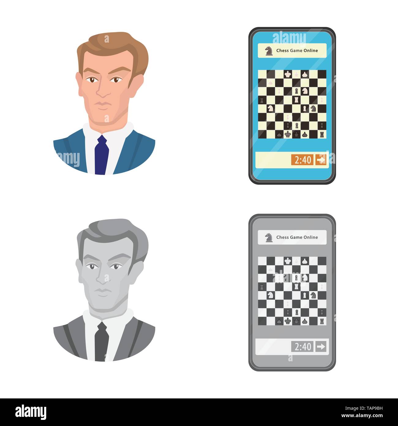 Isolated object of checkmate and thin symbol. Set of checkmate and ...