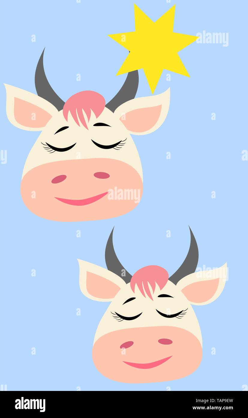 Cute happy cow with golden star having fun, funny farm animal cartoon ...