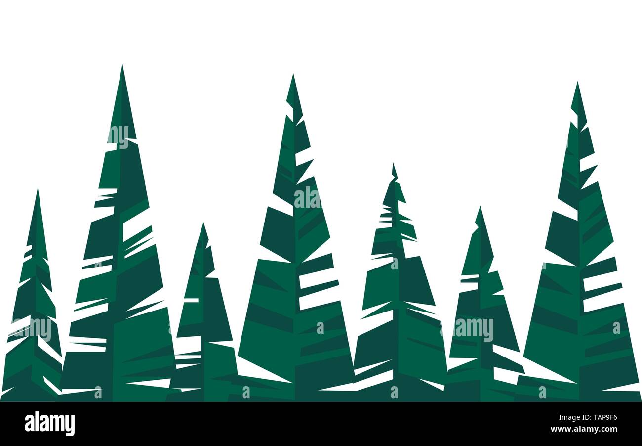 Green evergreen pine tree different size of spruce tree icon collection ...