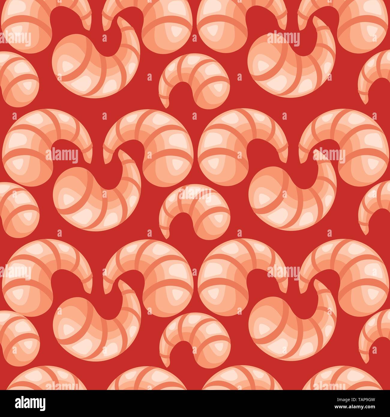 Cooked shrimp seafood without shell boiled shrimp seamless pattern flat ...