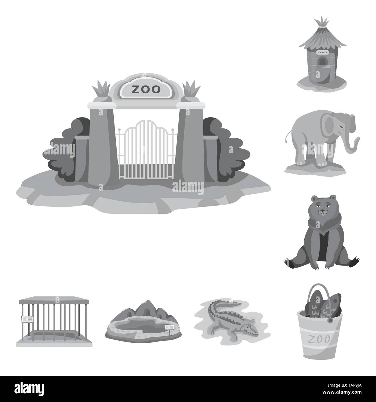 Vector illustration of zoo and park symbol. Collection of zoo and ...