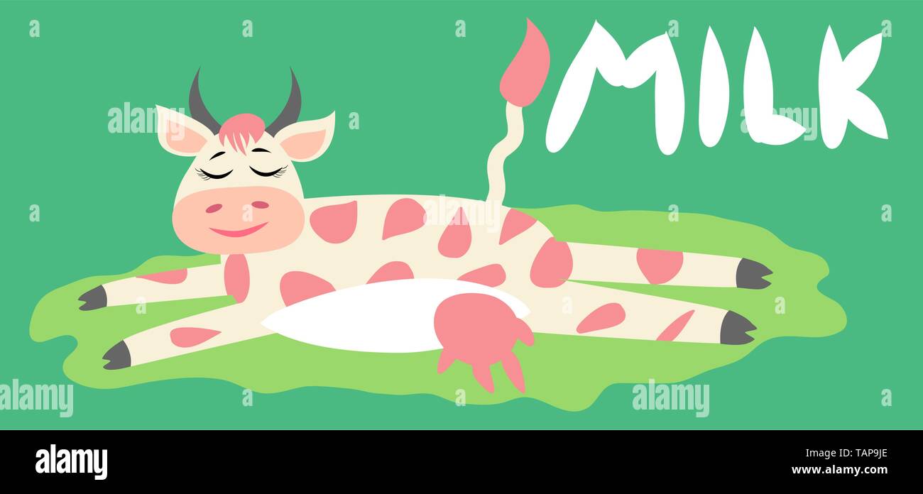 Cute happy cow with golden star having fun, funny farm animal cartoon ...