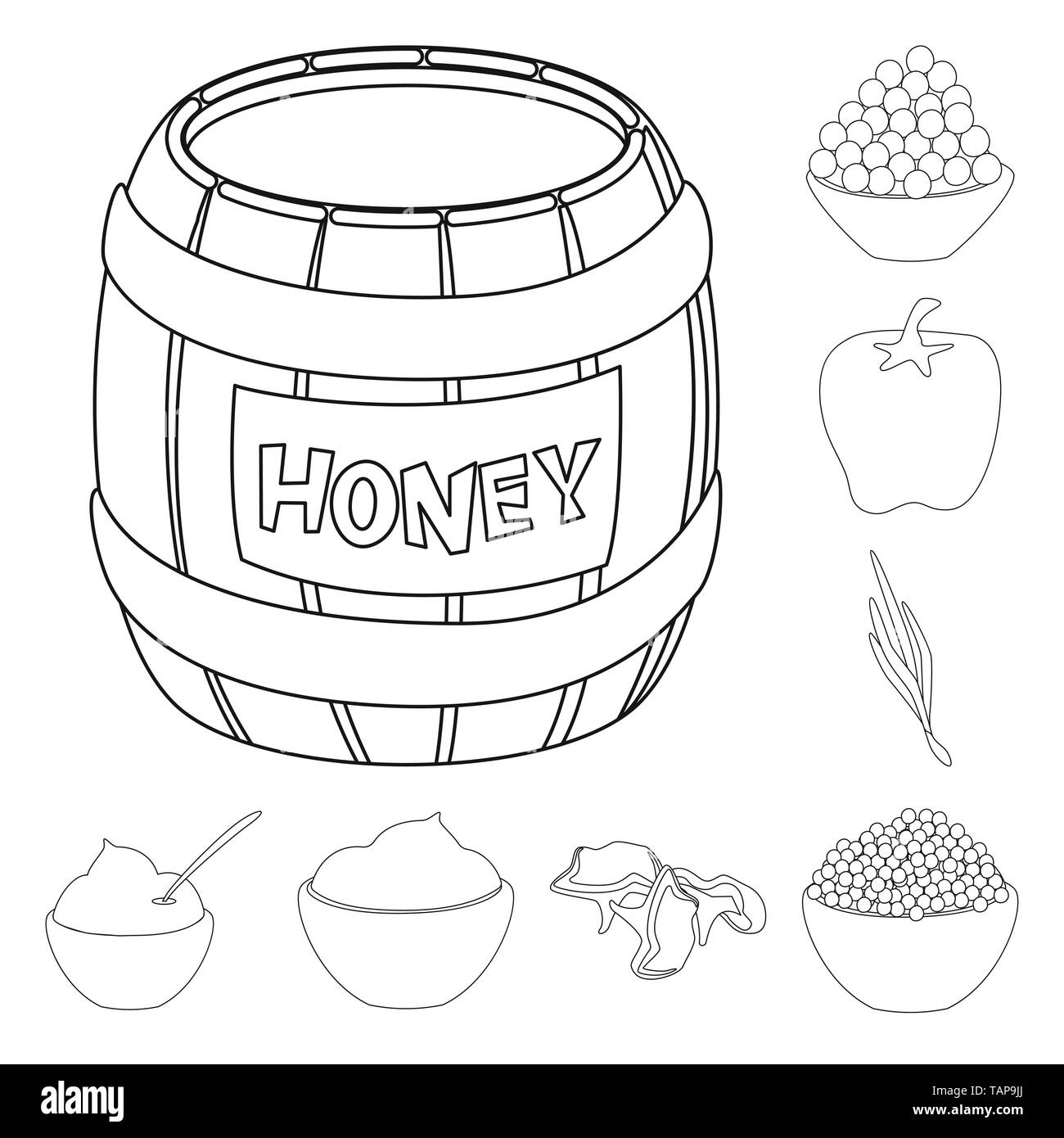 Vector illustration of seasonin and ingredient sign. Set of seasonin ...