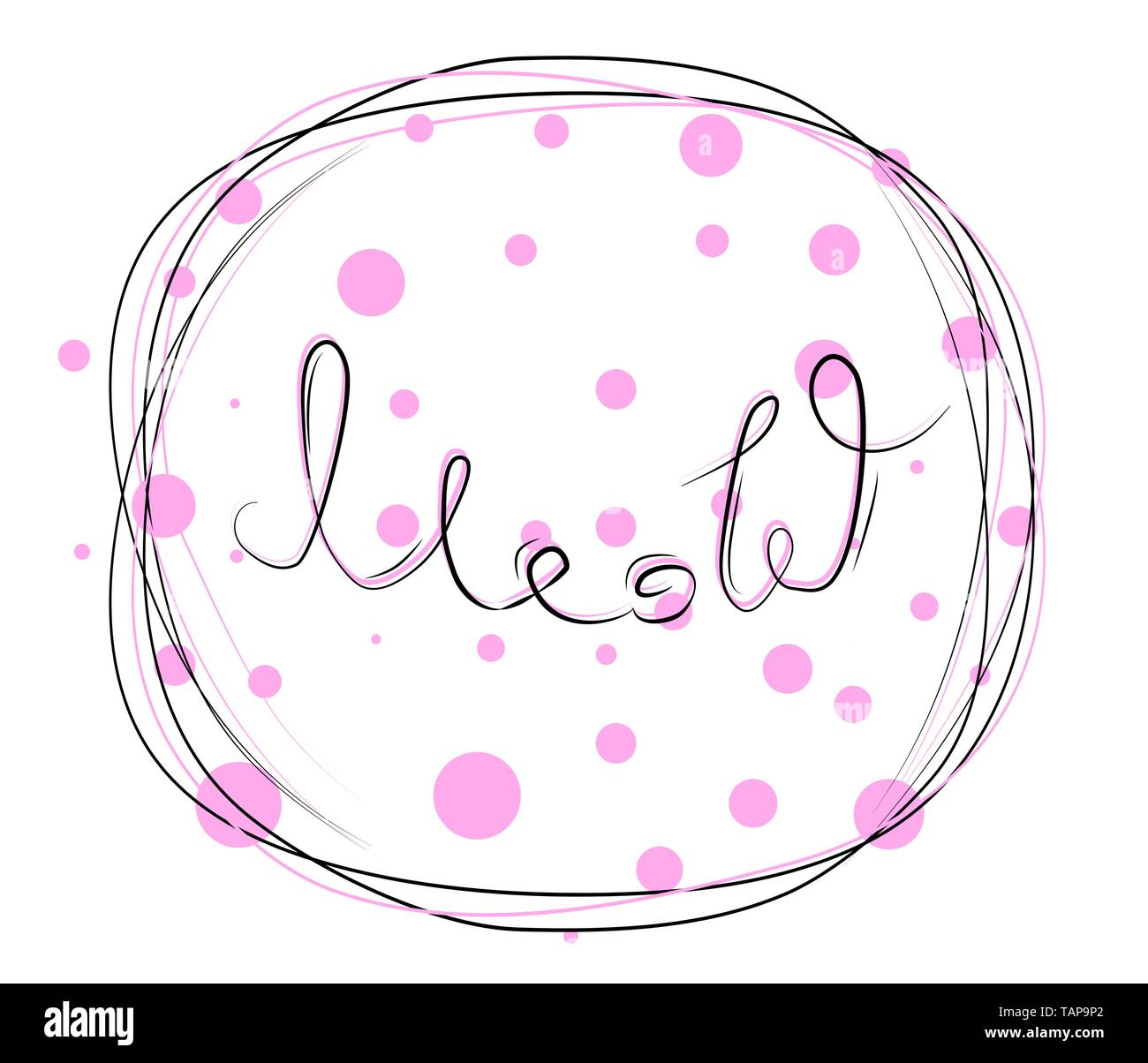 Hand drawn text Meow in a chain. Isolated objects on white background ...