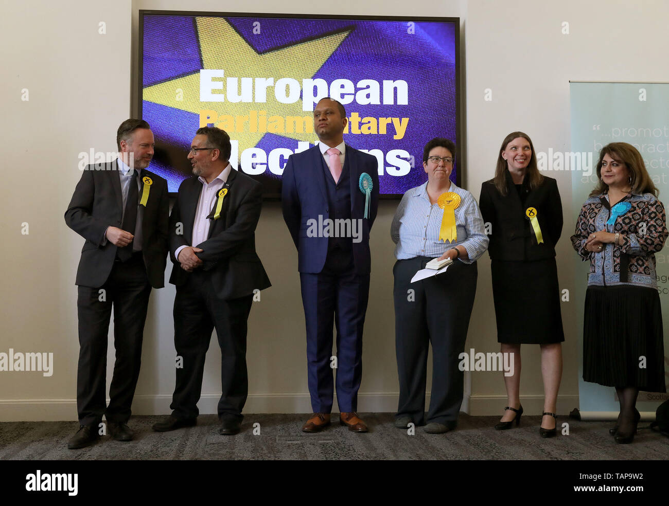 Newly elected MEPs L-r Alyn Smith, Christian Allard, Aileen McLeod ...