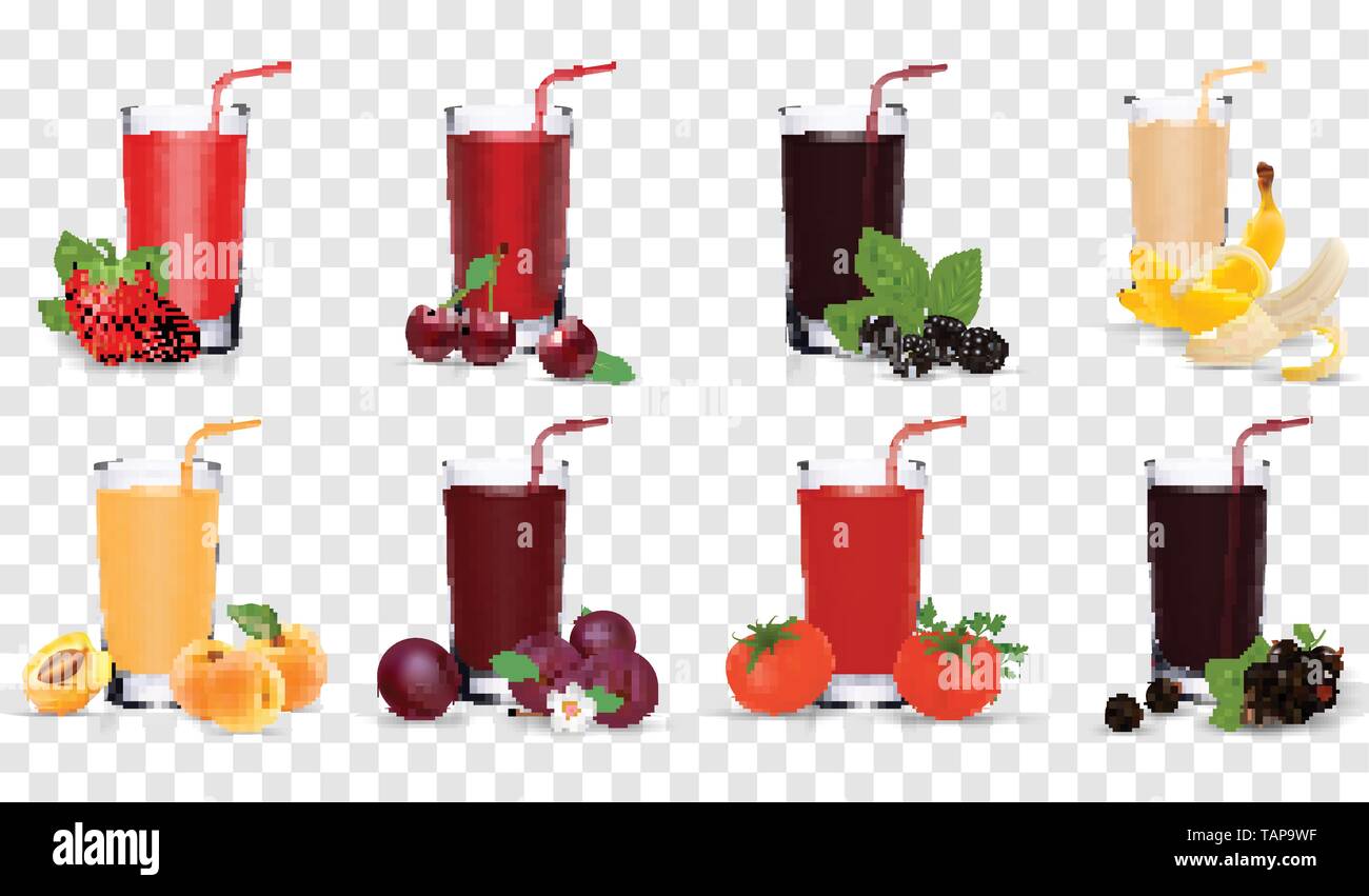 Set of tasty fresh squeezed juices. Vector illustration Stock Vector ...
