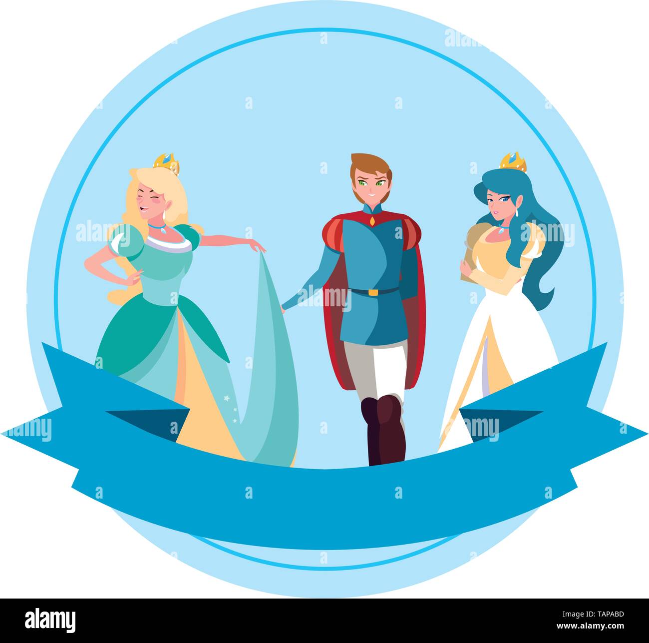 prince charming and two princess of tales characters vector ...