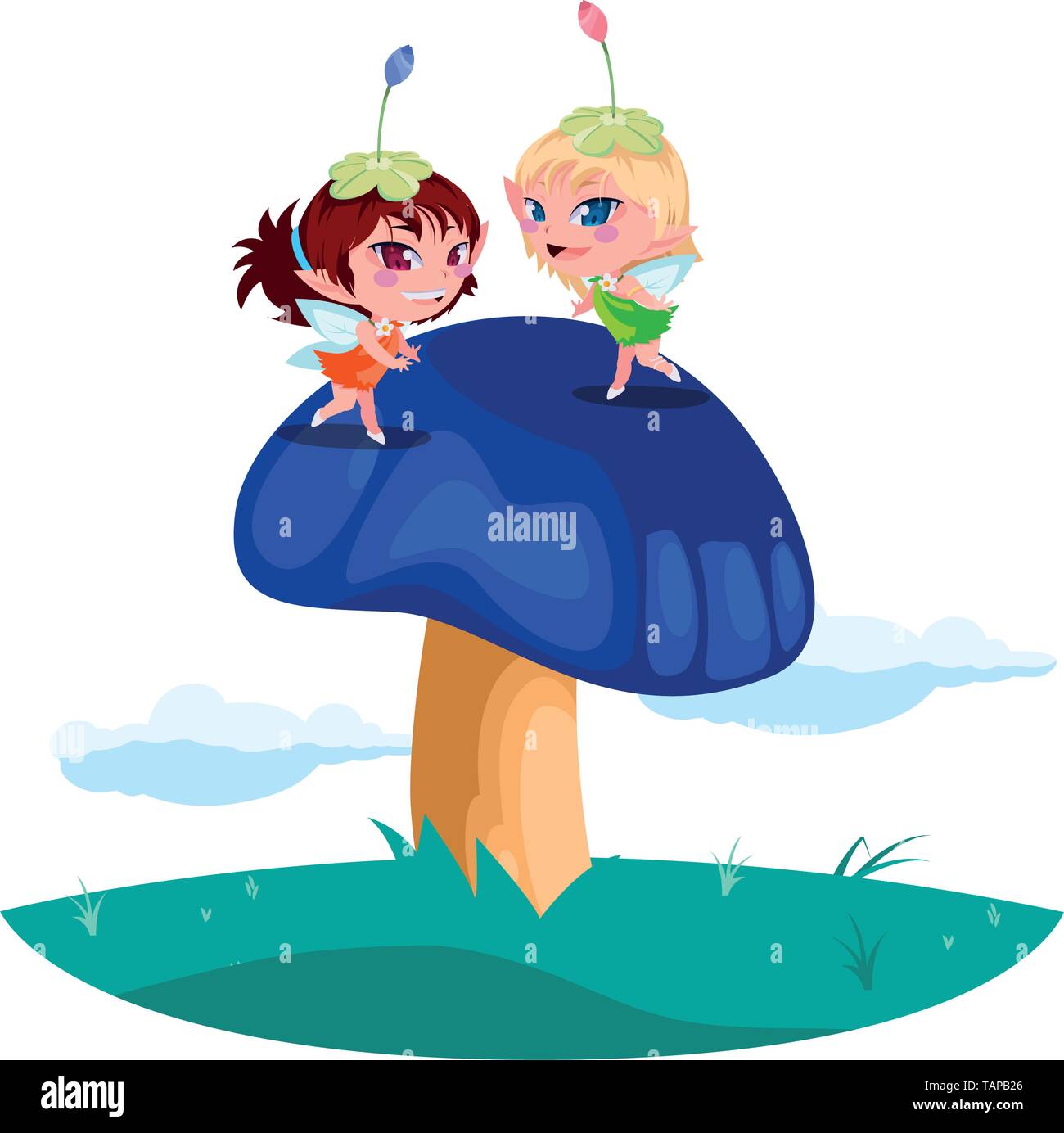 beautiful magic fairies in camp vector illustration design Stock Vector ...