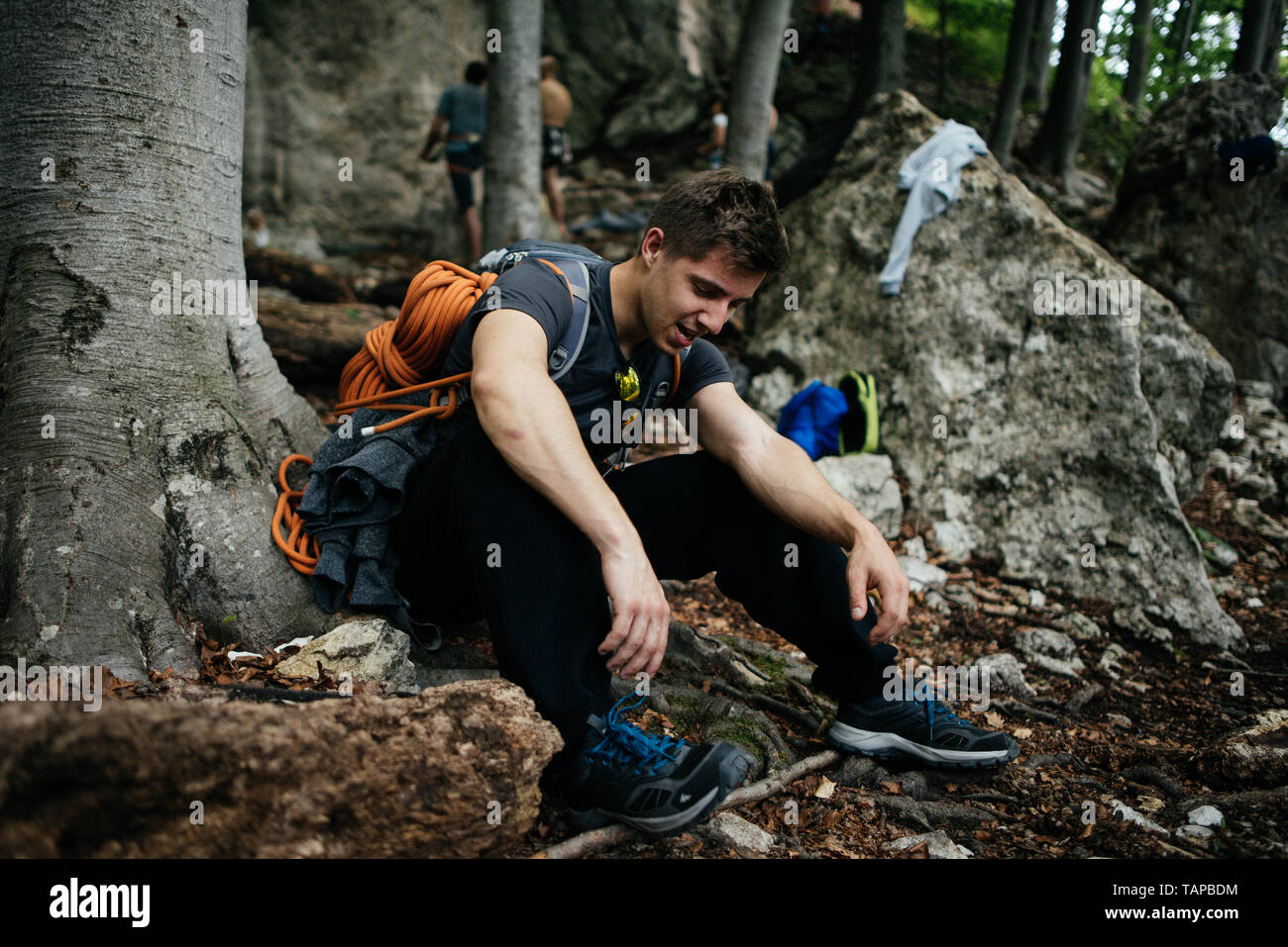 Female hiker in woods hi-res stock photography and images - Alamy