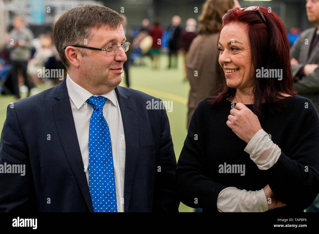 UUP leader Robin Swann with Green Party candidate Clare Bailey during ...