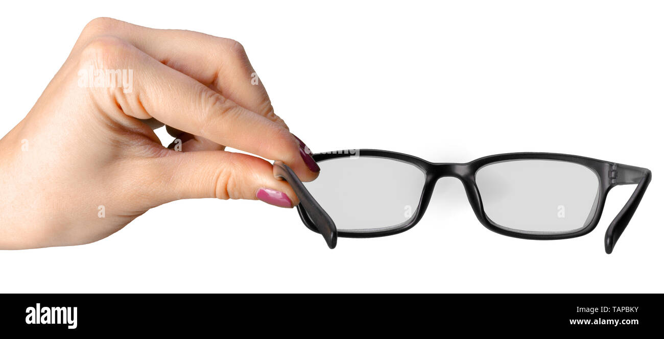 hand holding Eye Glasses Isolated on White background Stock Photo - Alamy