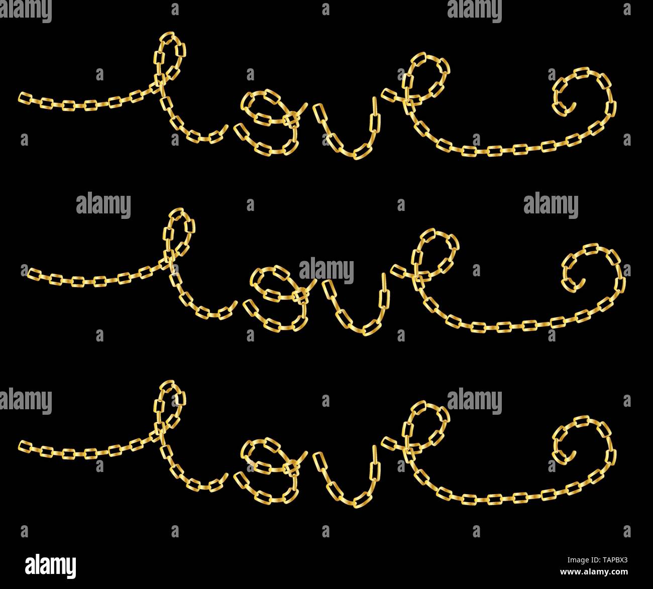 love slogan with golden chain Stock Vector Image & Art - Alamy