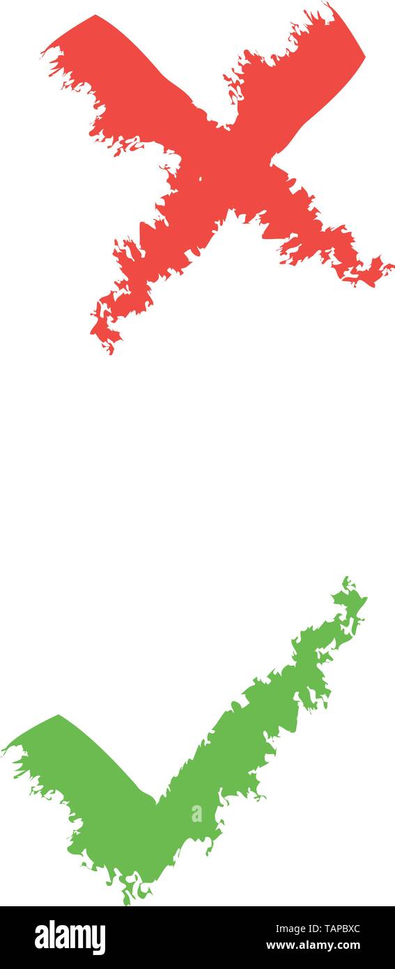 Vector flat check mark icons for web and mobile apps. Red and green ...