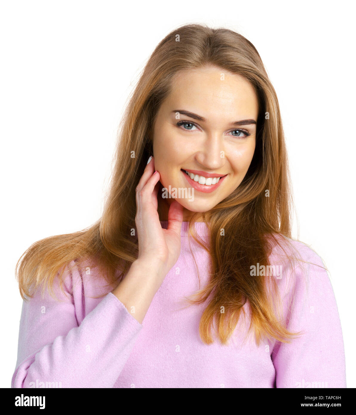beautiful woman on white background Stock Photo - Alamy