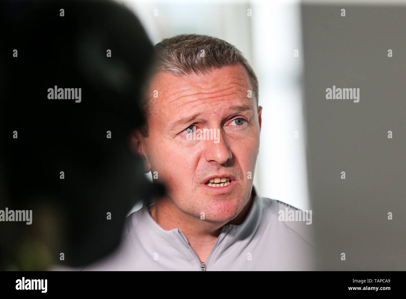England under 21 manager Aidy Boothroyd speaks to the media at St ...