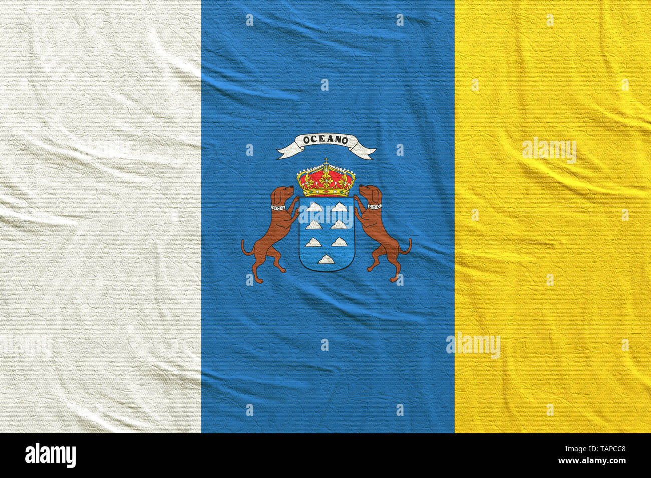 3d rendering of a Spanish Canary islands community flag silk Stock ...