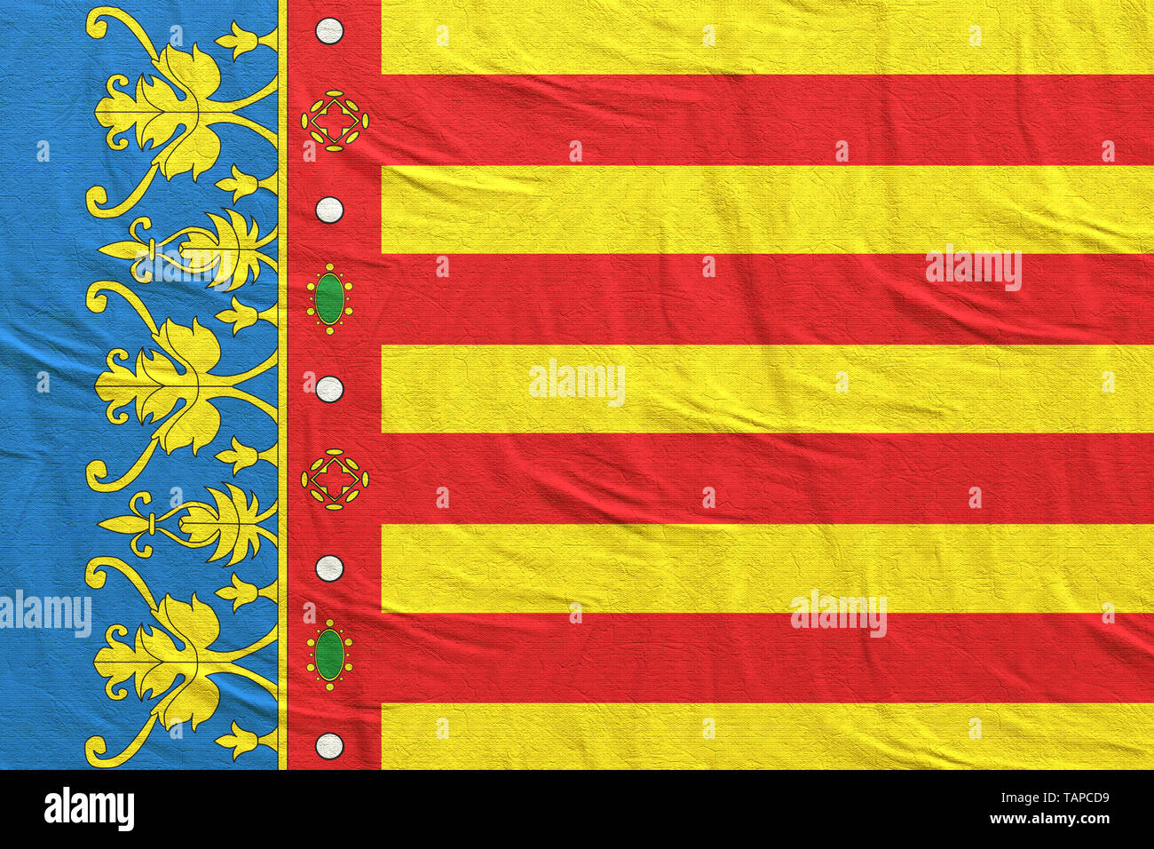 3d rendering of a Spanish Valencian Community flag silk Stock Photo - Alamy