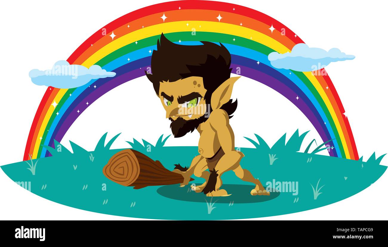 caveman gnome with rainbow magic character vector illustration design ...