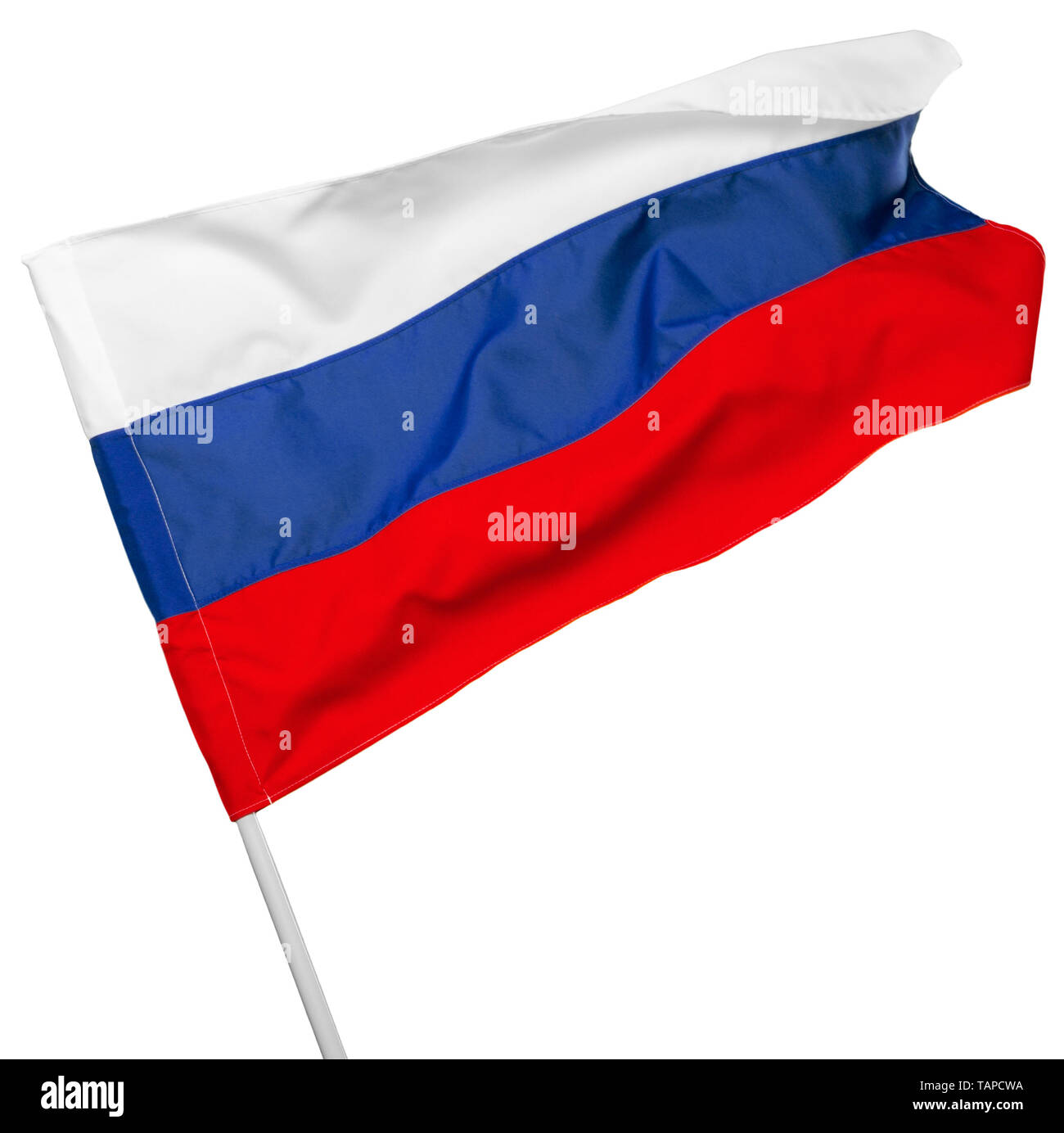 Russia flag waving on white background Stock Photo - Alamy