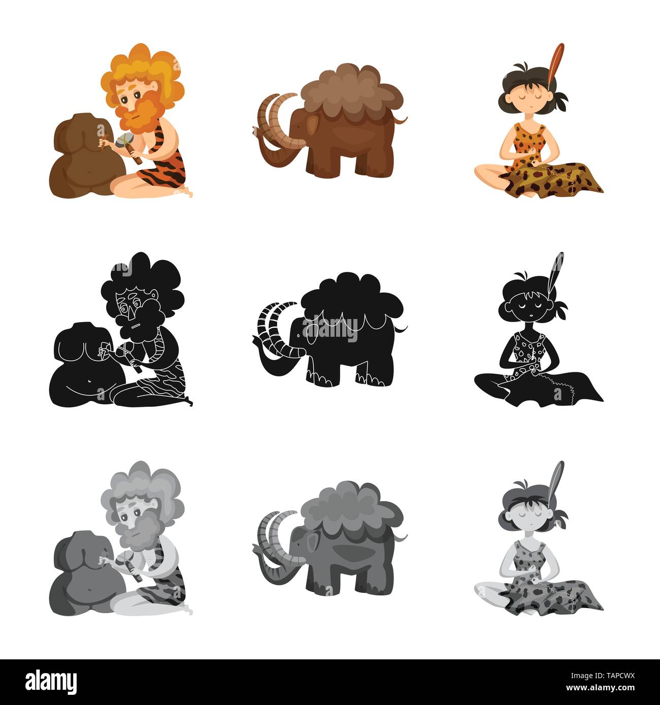Vector illustration of evolution and prehistory sign. Collection of ...