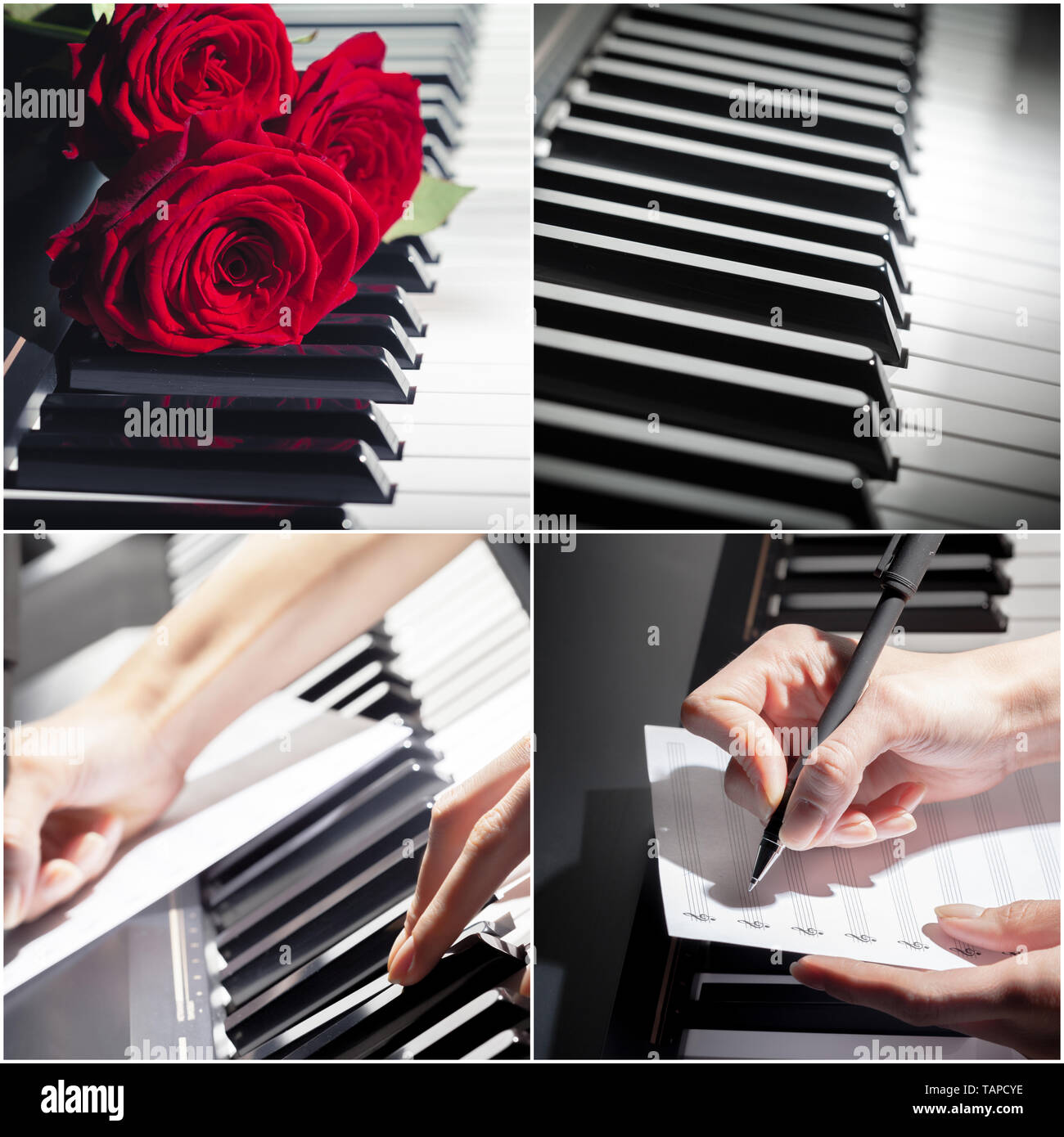 Piano keyboard close up. collage Stock Photo - Alamy