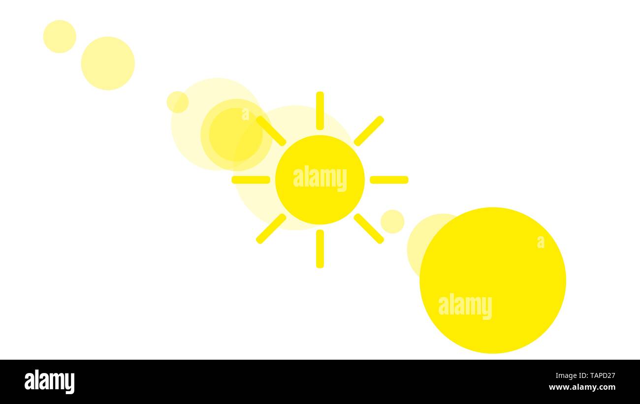 Sunny weather sign icon on white background. Yellow sun illustration ...