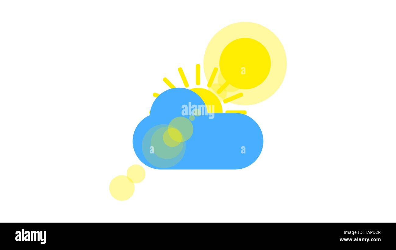 Sunny weather sign icon on white background. Yellow sun illustration ...