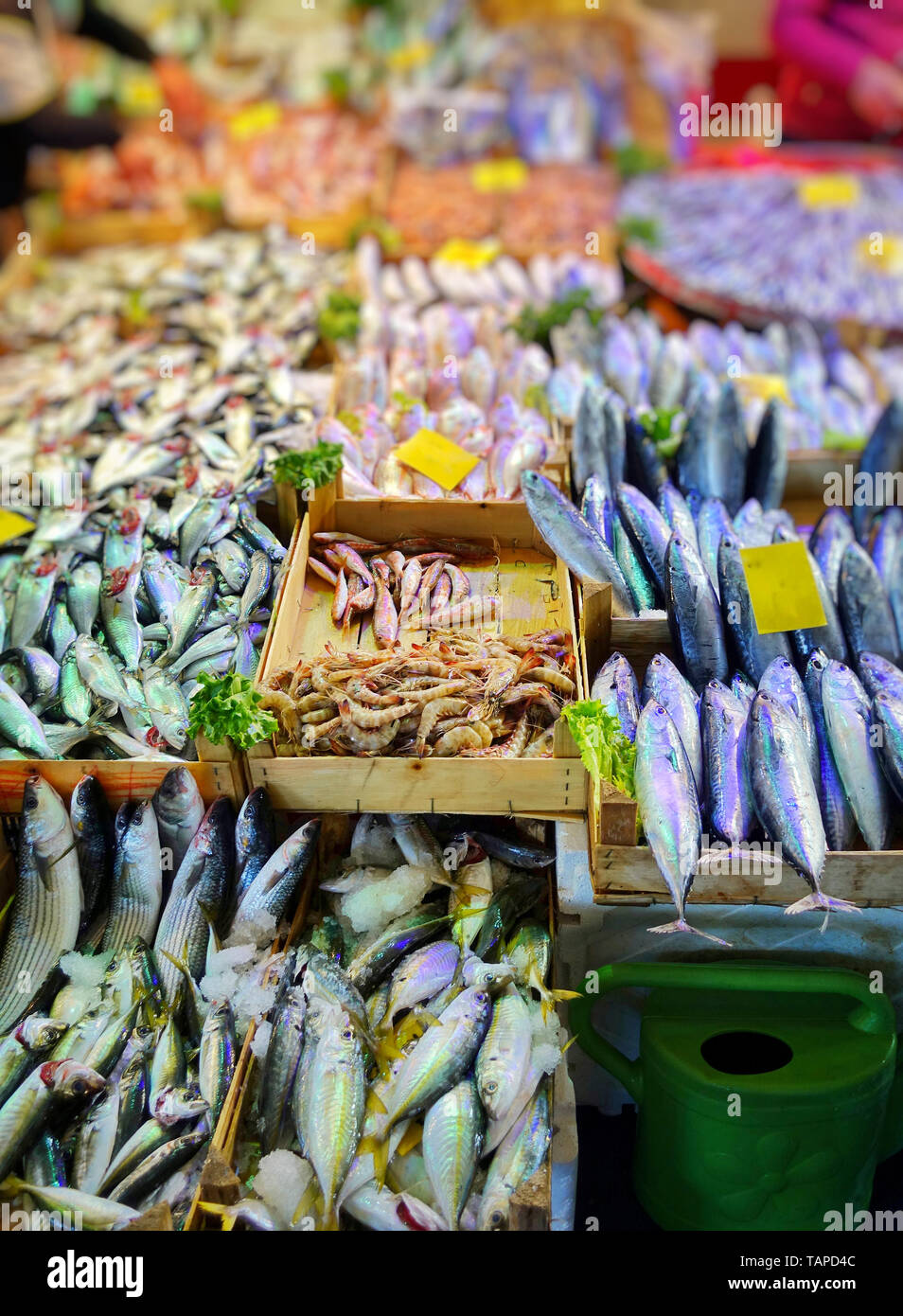 Raw Fish Food in a Fish Market Stand Stock Photo - Alamy