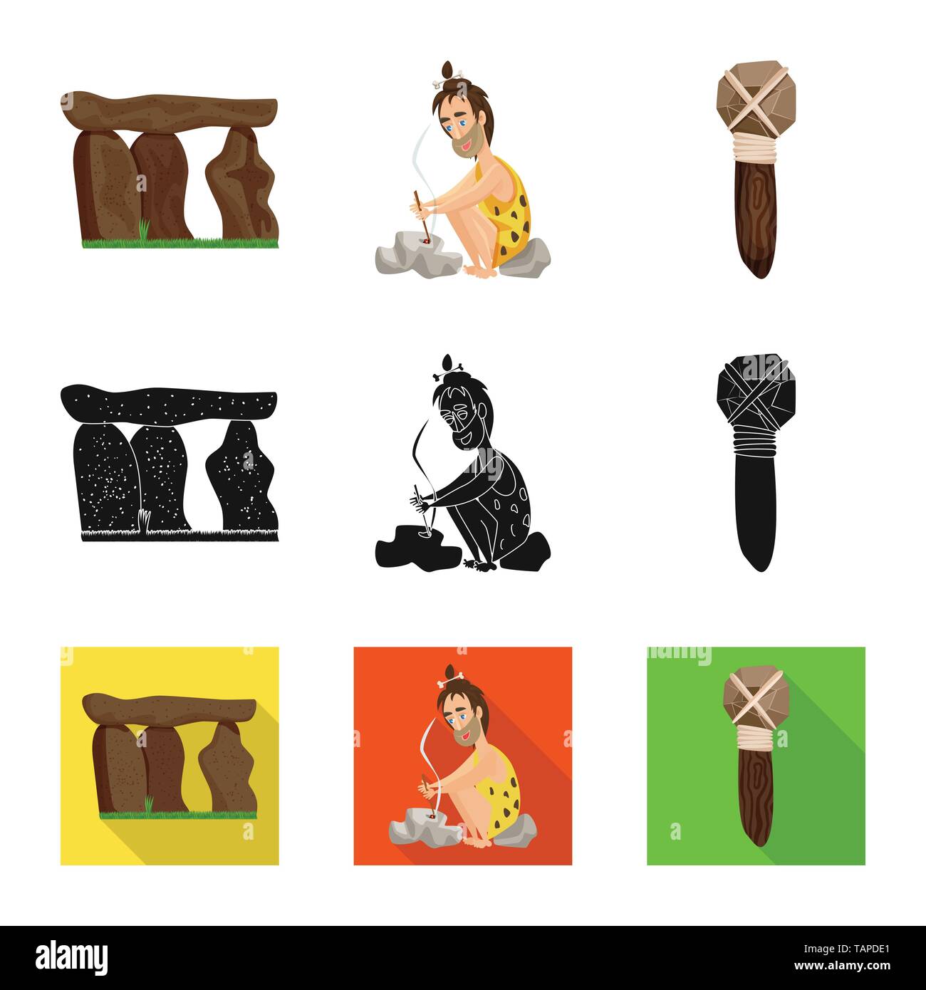 Isolated object of evolution and prehistory icon. Collection of ...