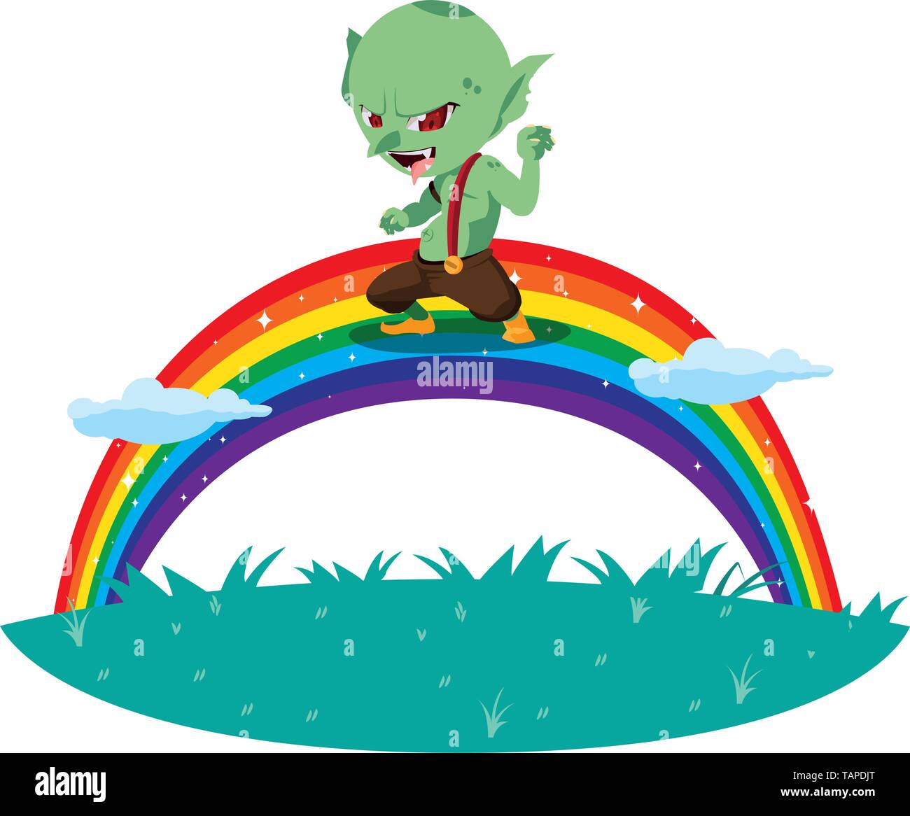 ugly troll with rainbow magic character vector illustration design ...