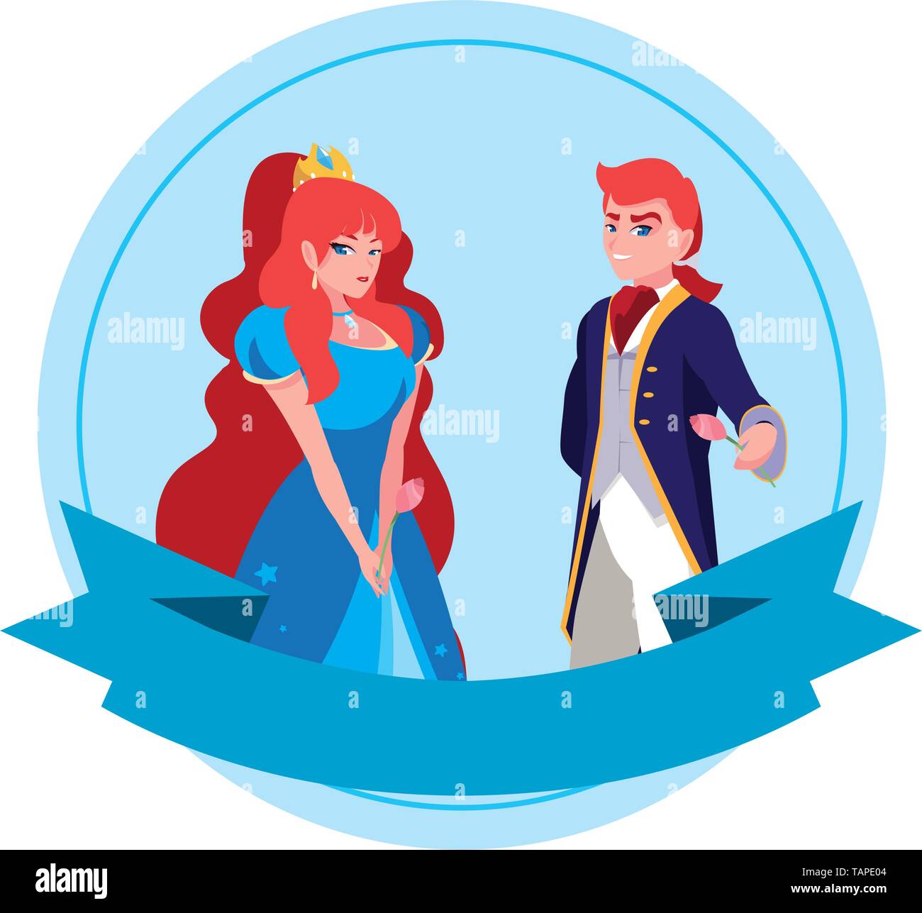 prince charming and princess of tales characters vector illustration ...