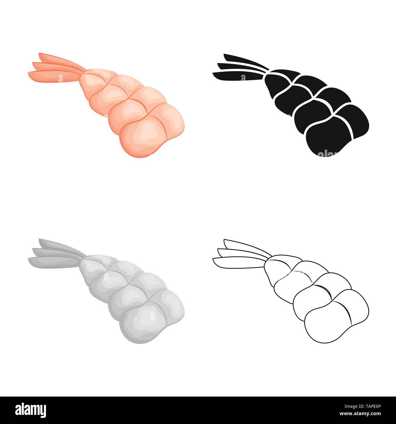 Vector illustration of prawn and creature icon. Set of prawn and fresh ...