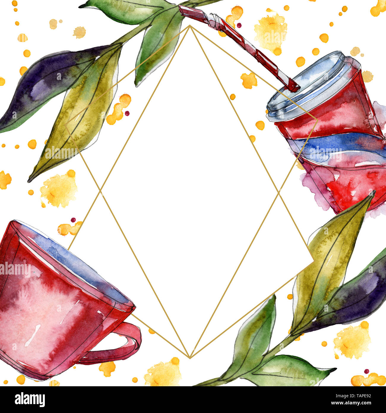 Fresh and cold soft drinks. Watercolor background illustration set ...