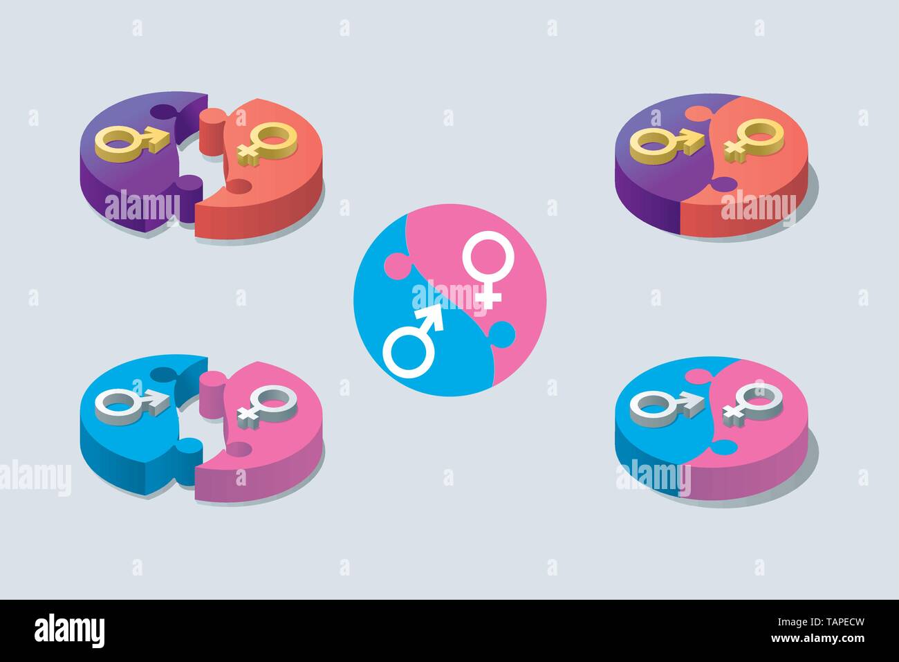 Male and female symbol in puzzle pieces. masculine and femenine Genders ...