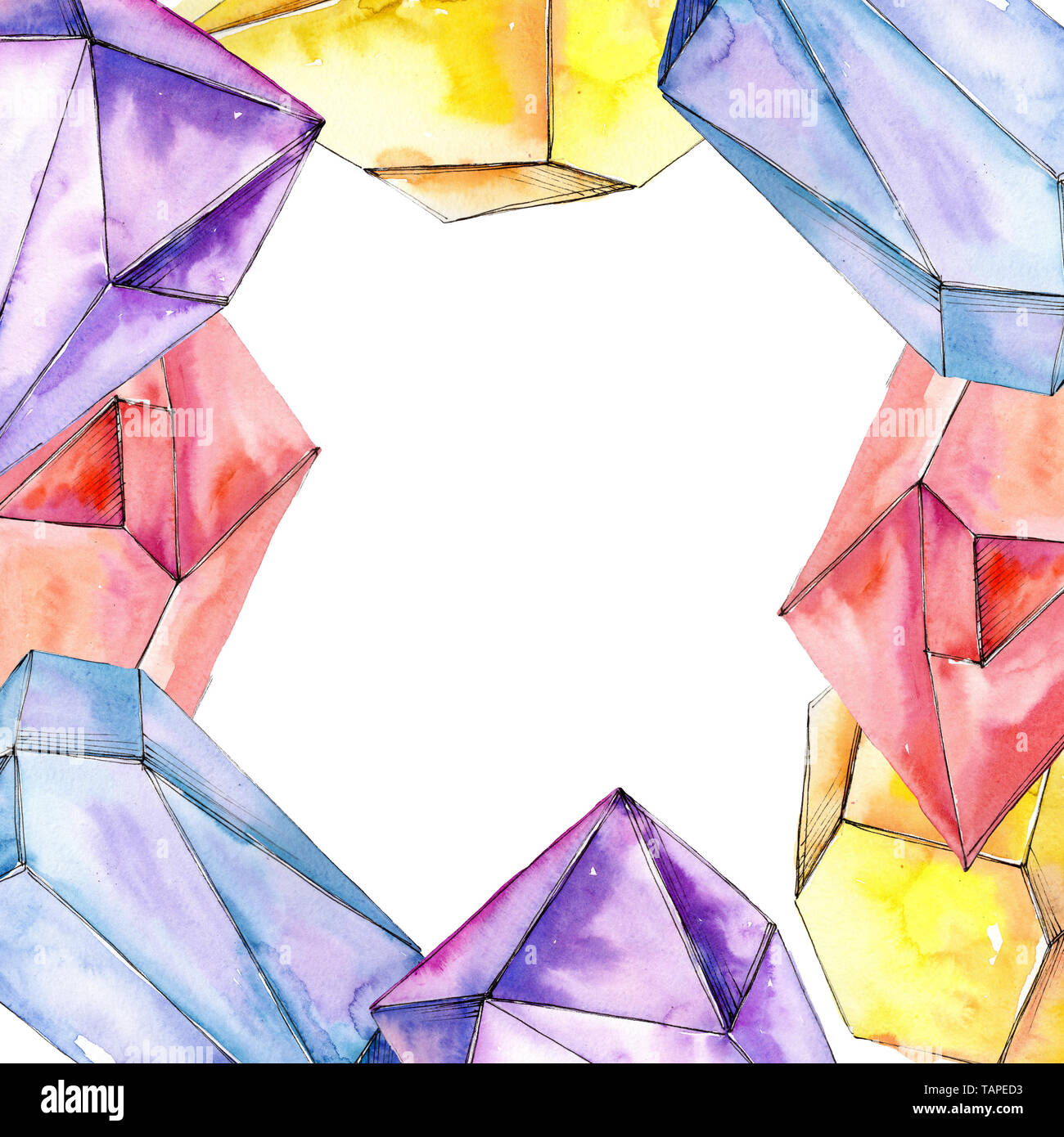 Colorful diamond rock jewelry minerals. Geometric polygon crystal stone ...