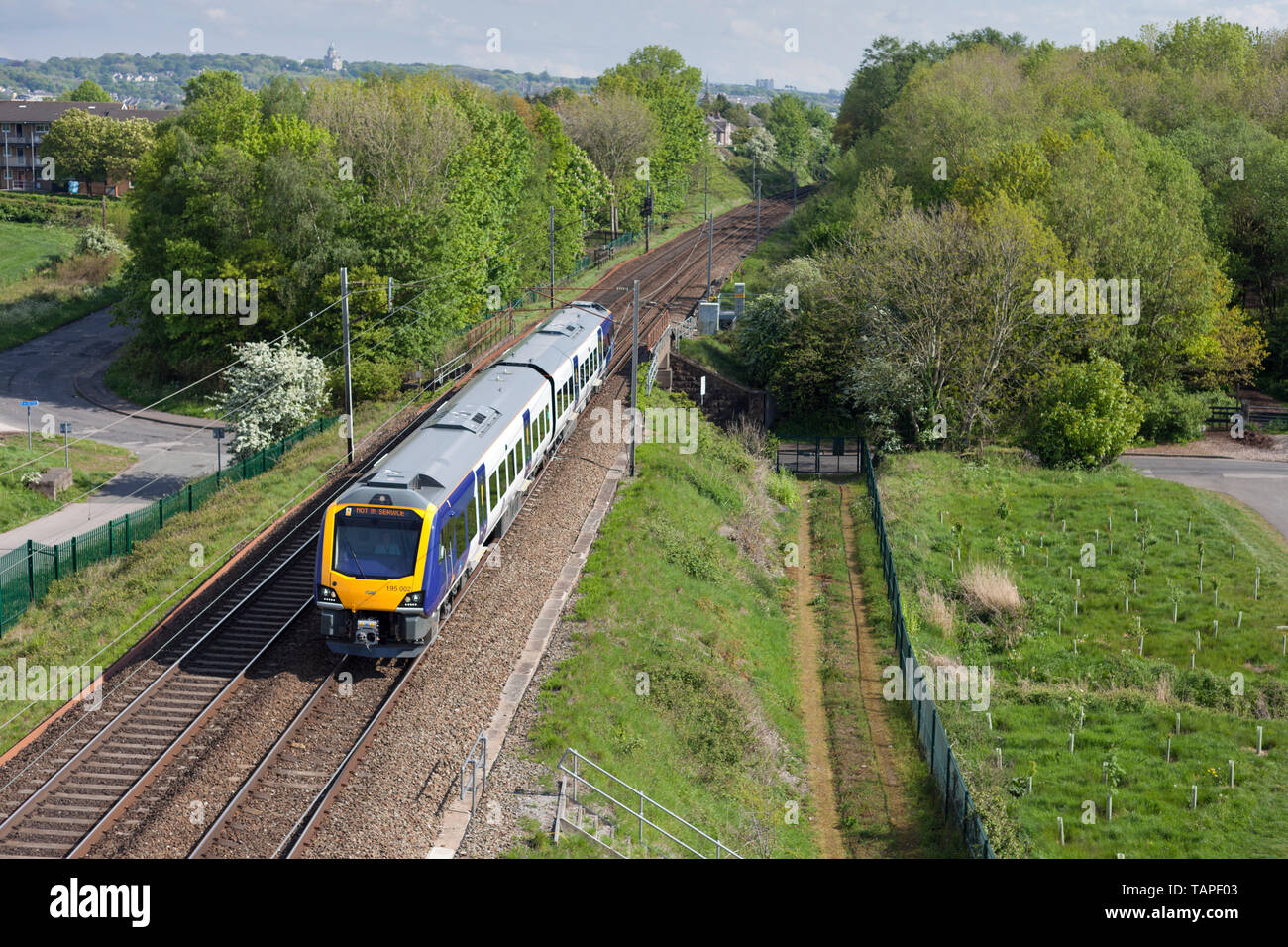A brand new Northern Rail CAF class 195 diesel train on the west coast ...
