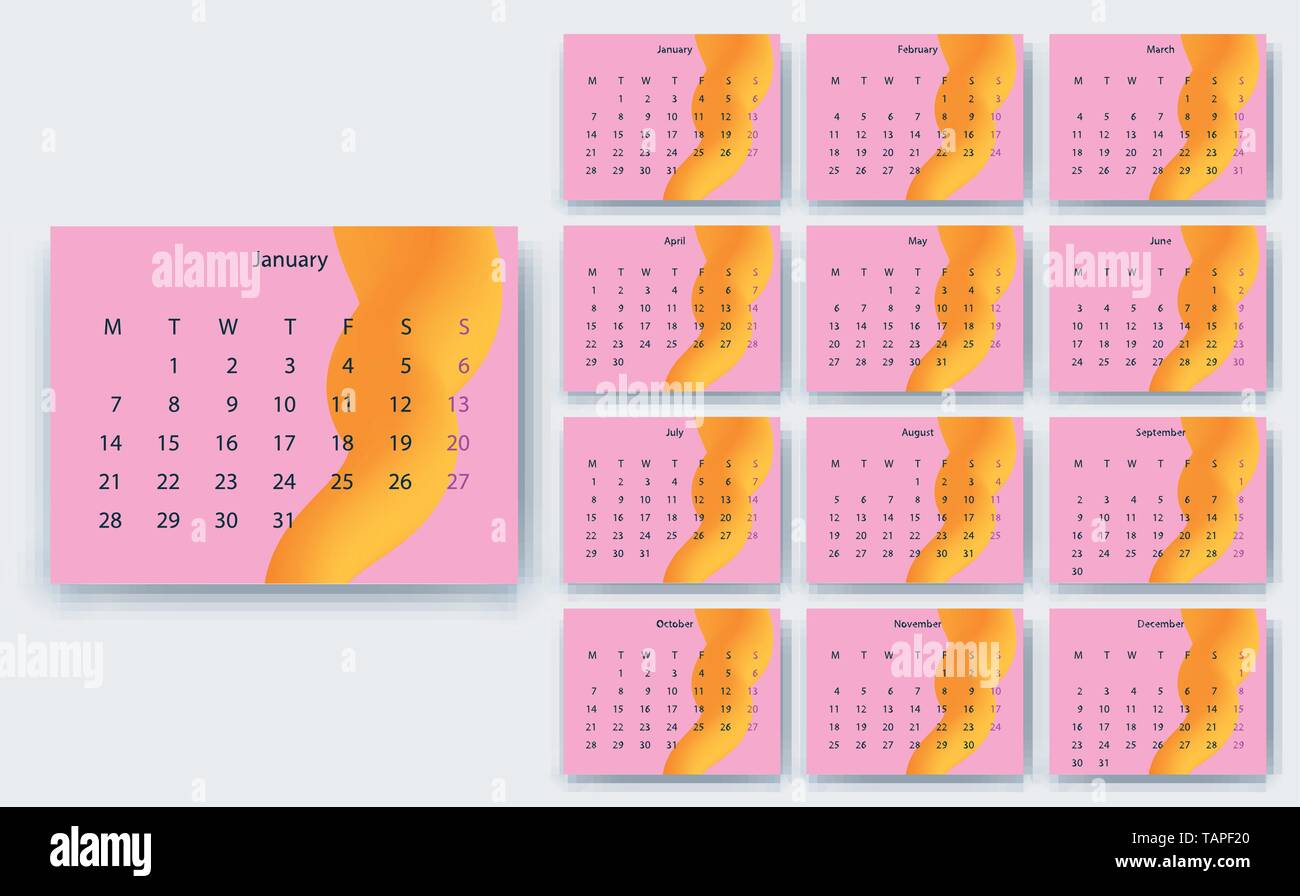 simple calendar 2019 yesr, Stock vector design eps10 Stock Vector Image ...