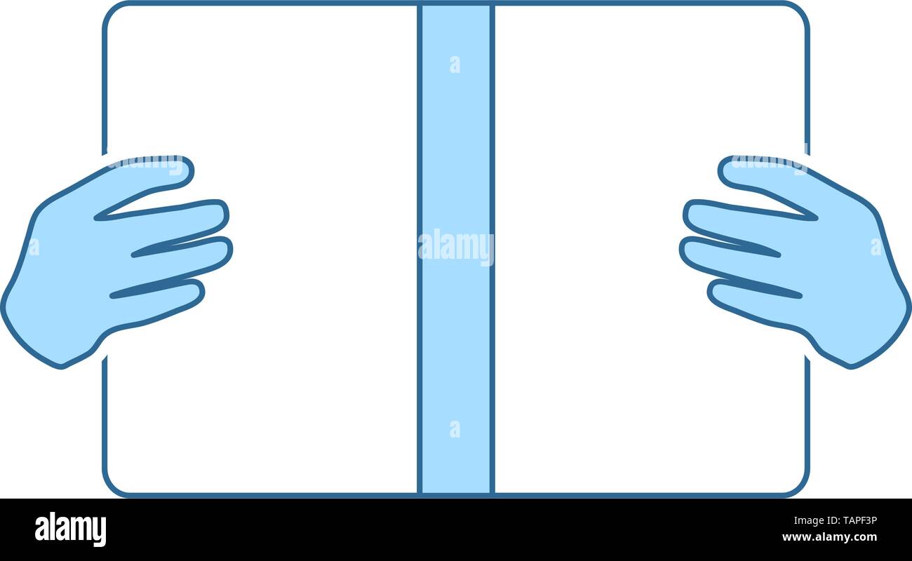 Boy Reading Book Icon. Thin Line With Blue Fill Design. Vector ...
