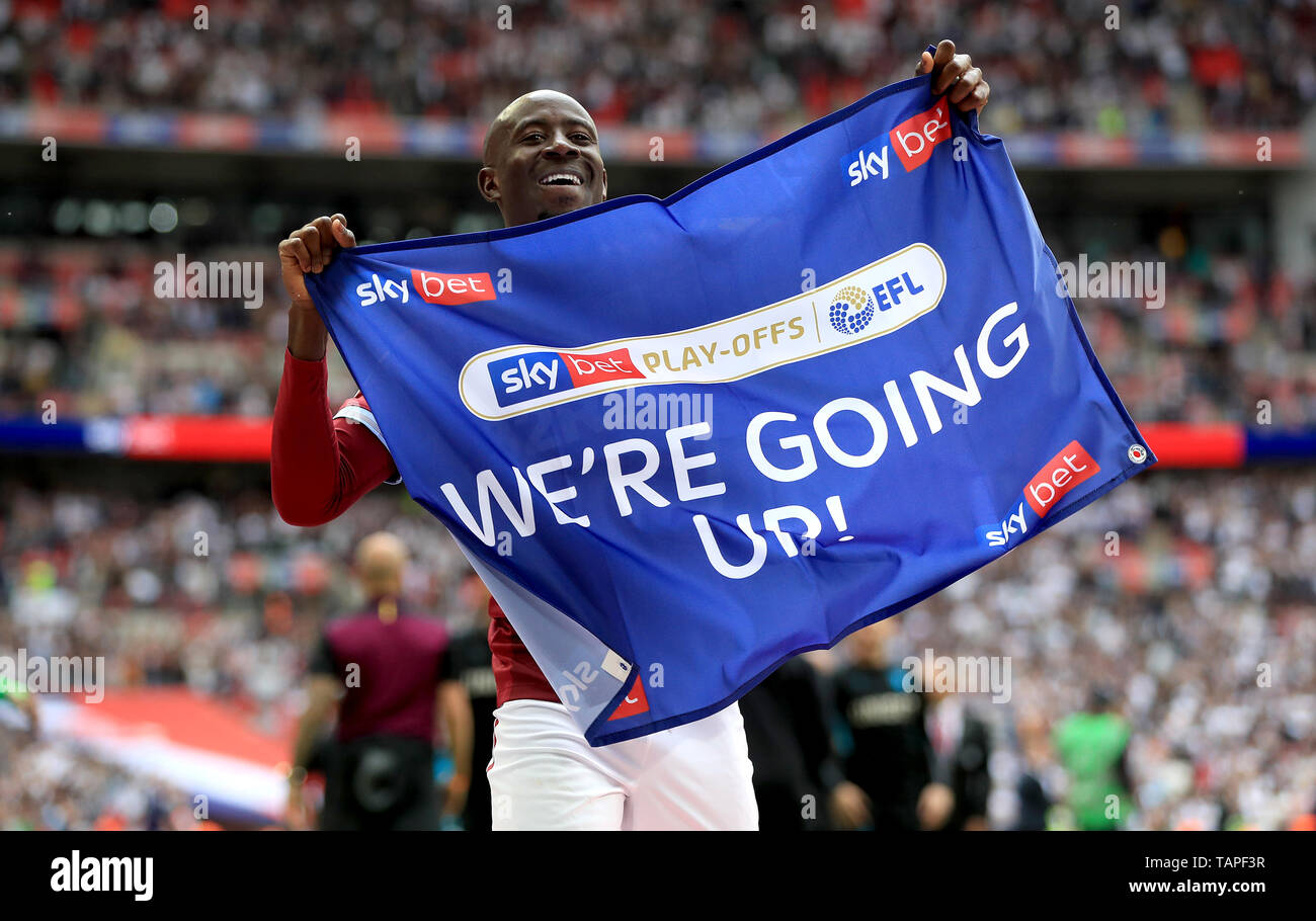 Aston Villa's Albert Adomah celebrates promotion after winning the Sky ...
