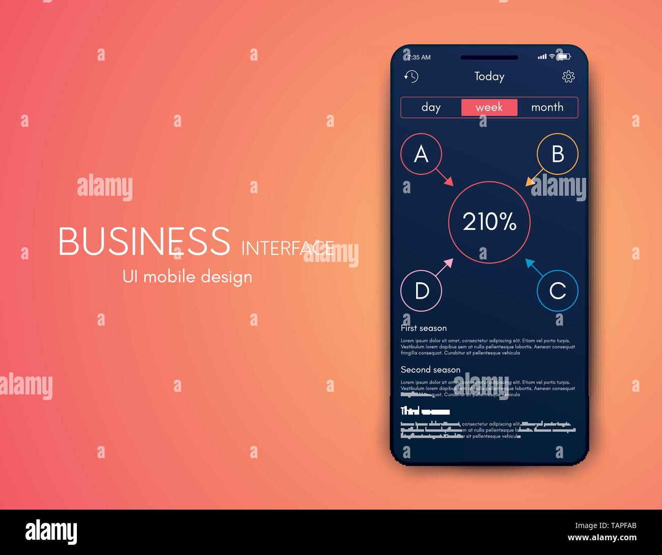 Vector graphics mobile infographics with four options. Template for ...