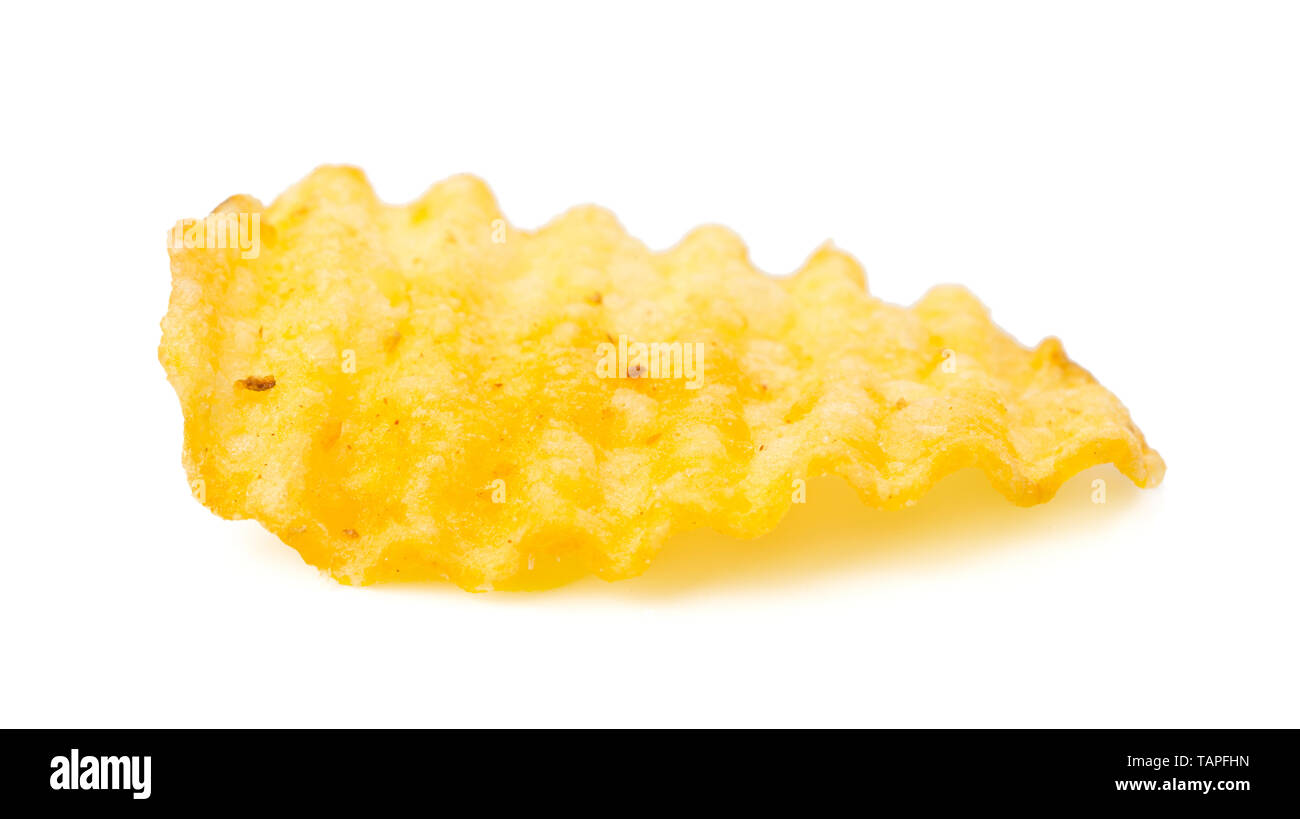 yellow potato chips isolated on white Stock Photo - Alamy