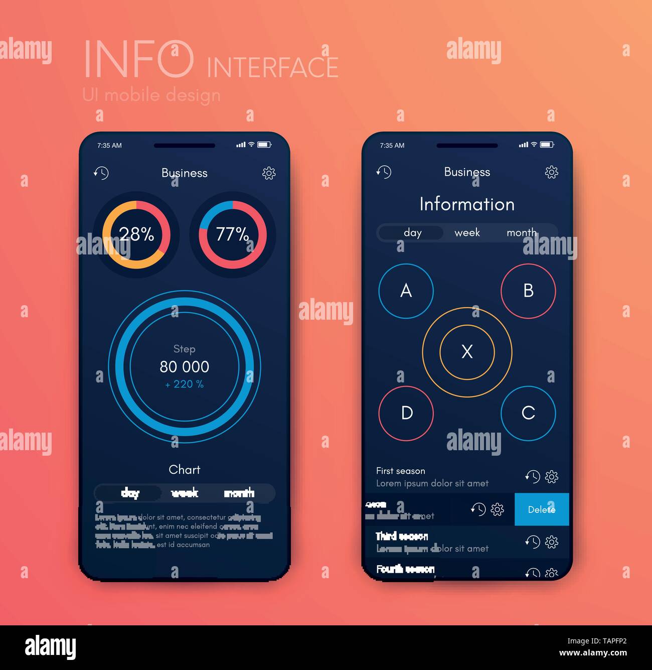 Vector graphics mobile infographics with two and four options. Template ...