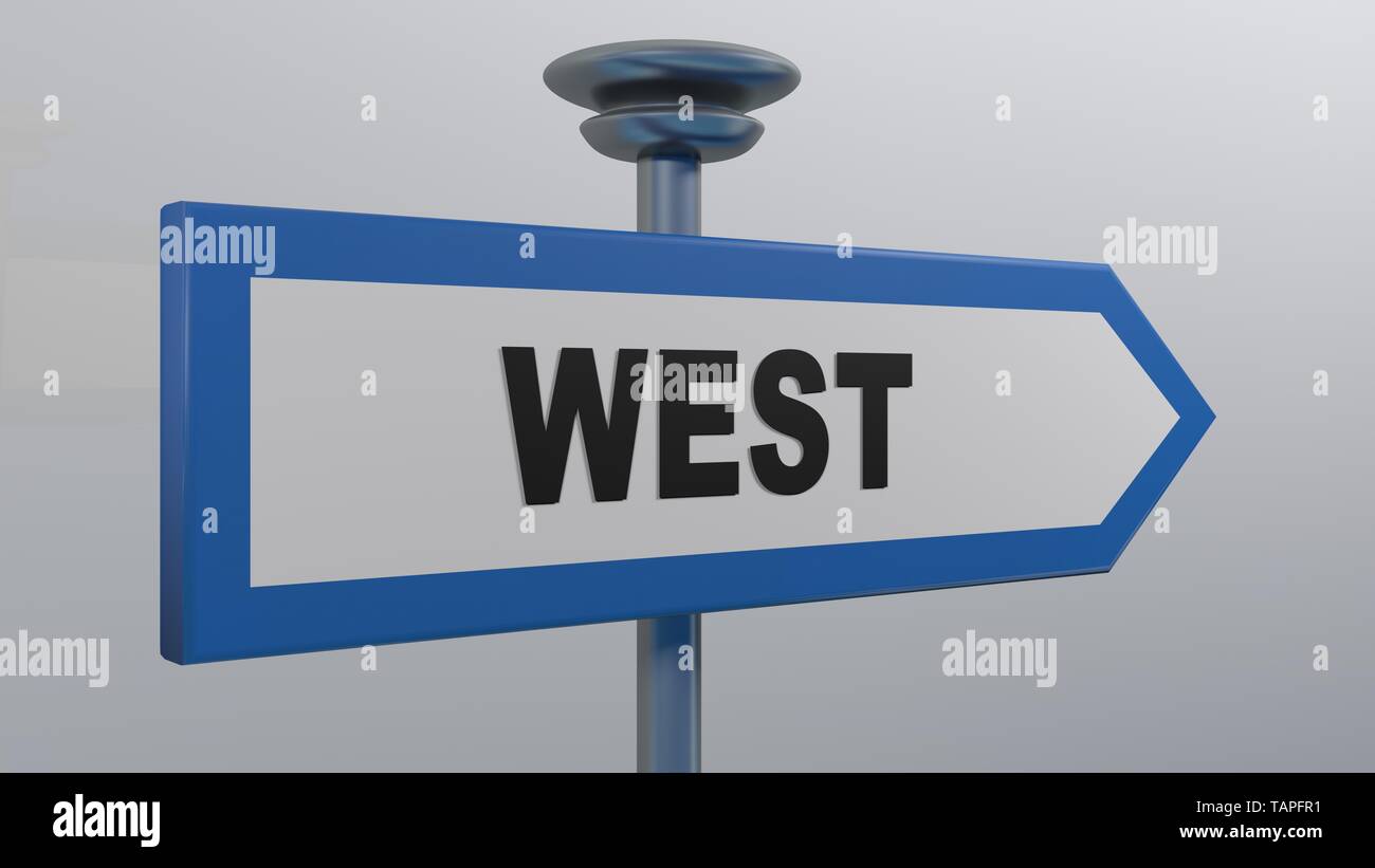WEST street arrow sign - 3D rendering illustration Stock Photo - Alamy