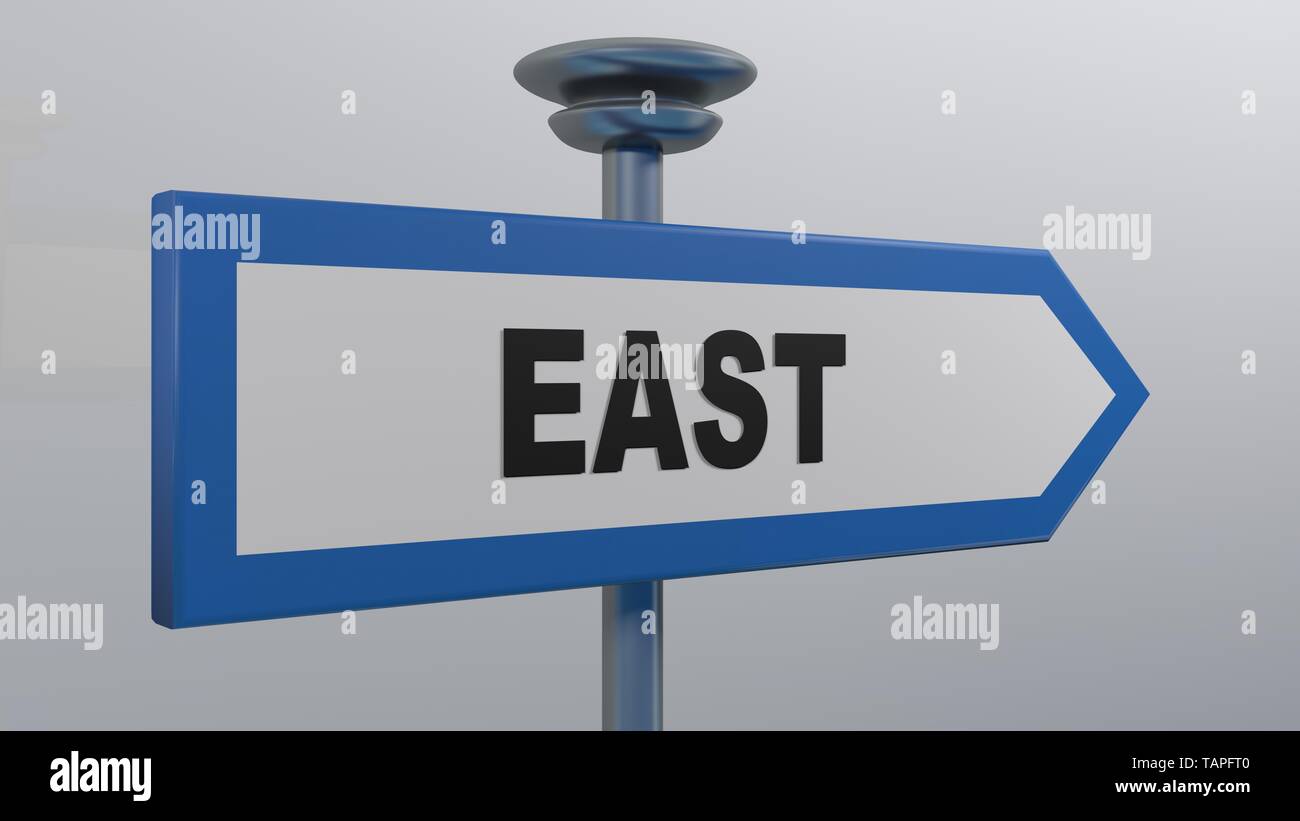 EAST street arrow sign - 3D rendering illustration Stock Photo - Alamy