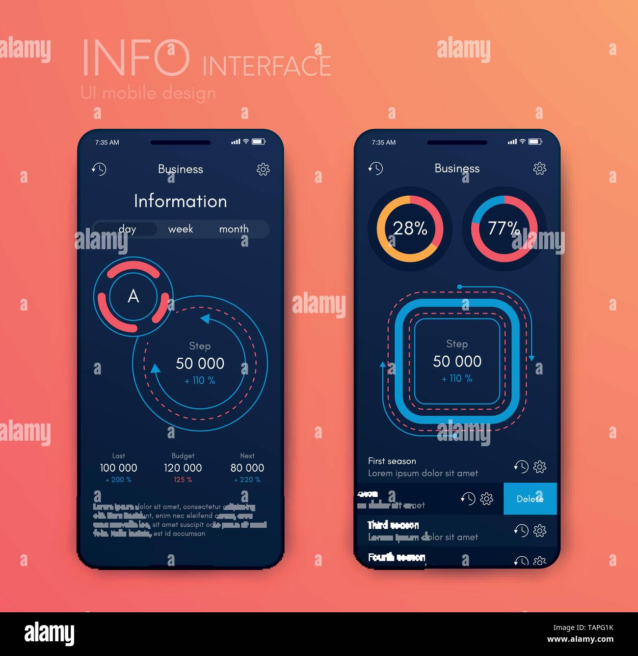 Vector graphics mobile infographics with two and one options. Template ...