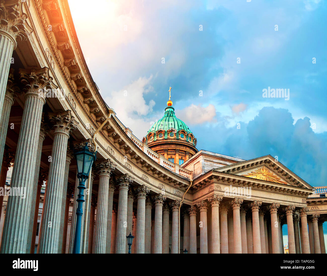 Kazan Cathedral in St Petersburg, Russia. Dome and colonnade of Kazan Cathedral in St Petersburg ...