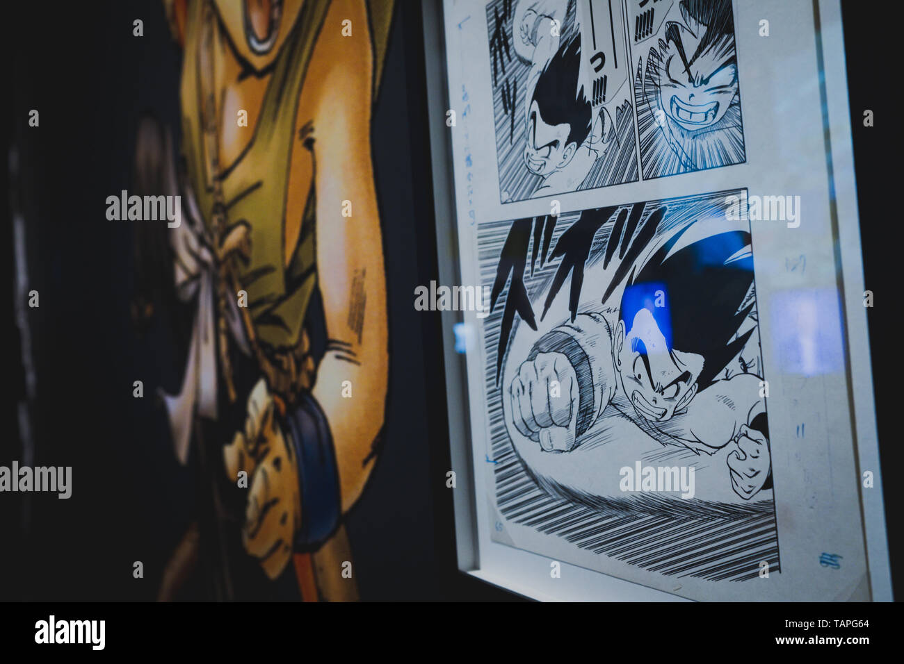 Dragonball manga page on display - 'Manga' exhibition at the British ...
