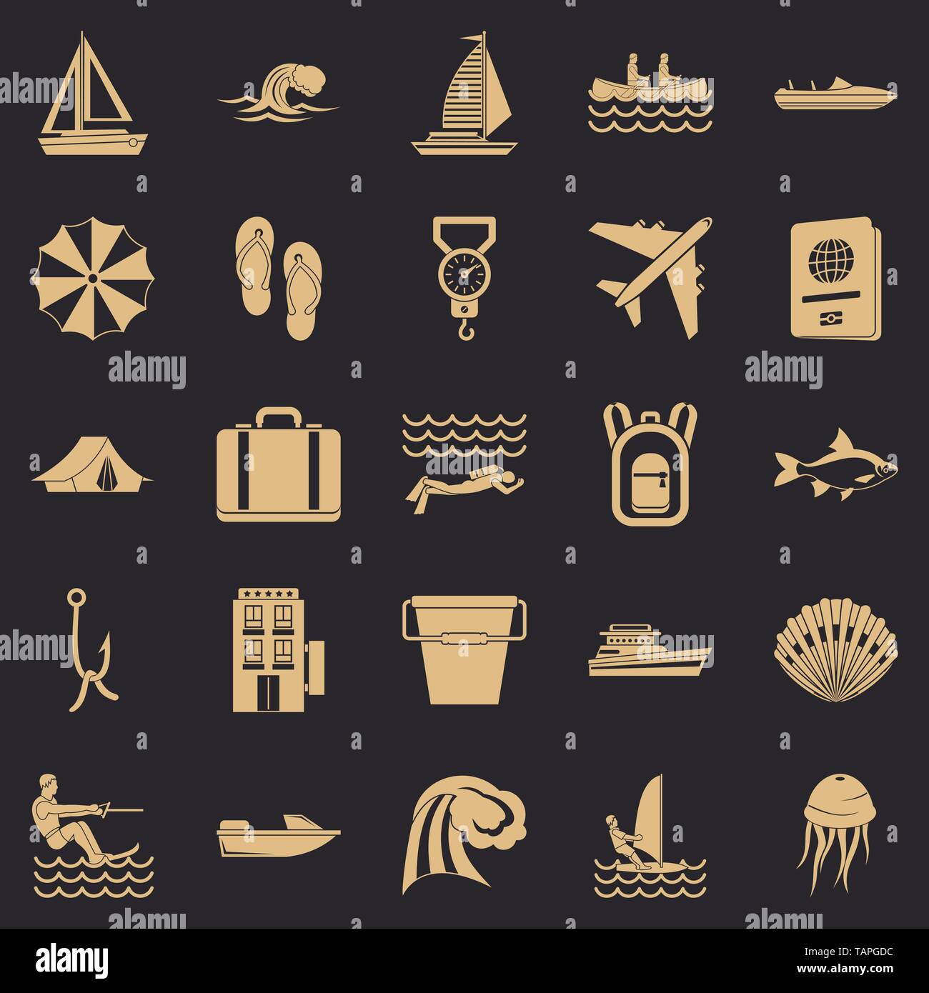 Rest on the water icons set, simple style Stock Vector Image & Art - Alamy